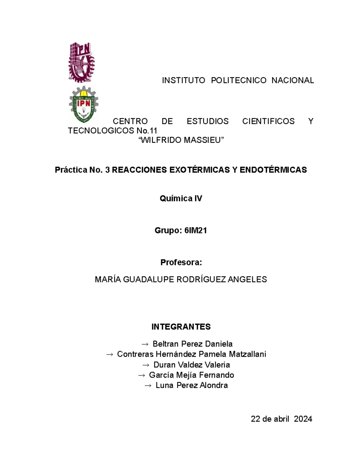 Practica 3 Química - APUNTE QUIMICA - INSTITUTO POLITECNICO NACIONAL ...