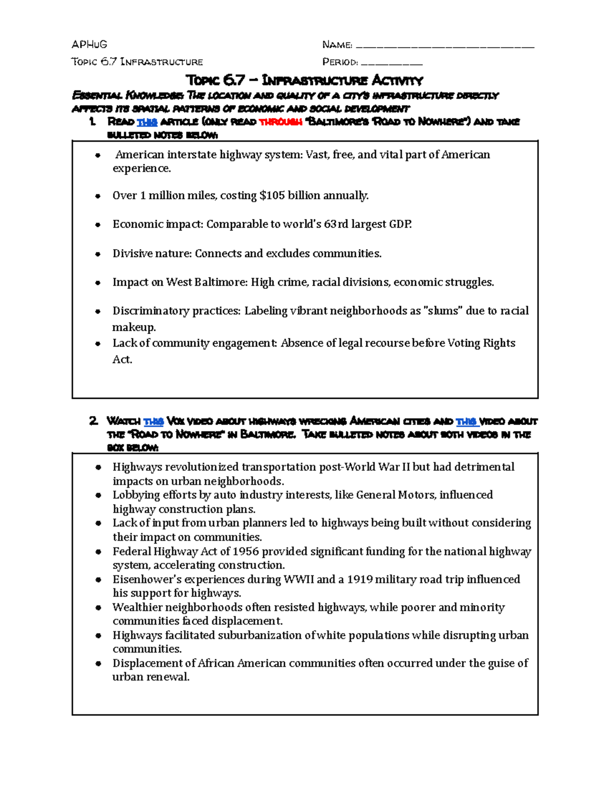 Topic 6.7 - Infrastructure Activity -1 - APHuG Name ...