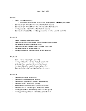 Exam 1 Study Guide - Exam 1 Study Guide Chapter 1: Understand and be ...