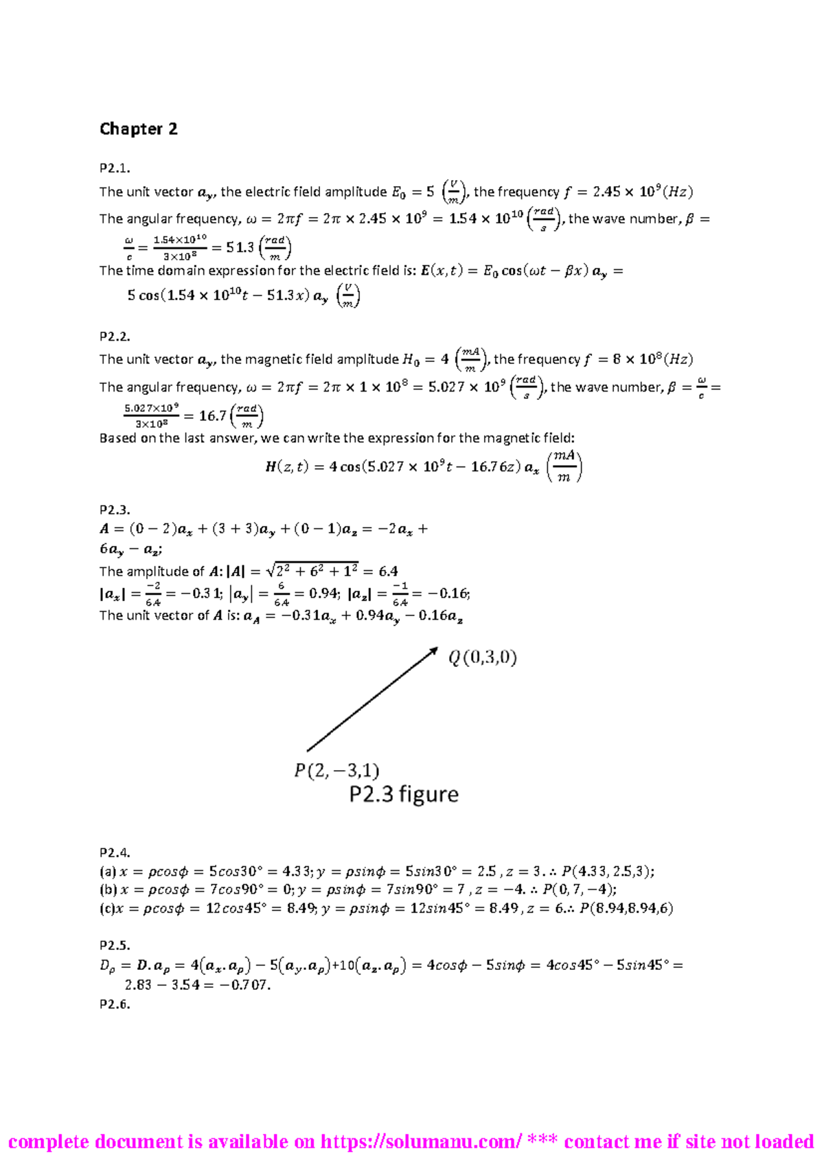 Sample for Solution Manual Fields and Waves in Electromagnetic ...