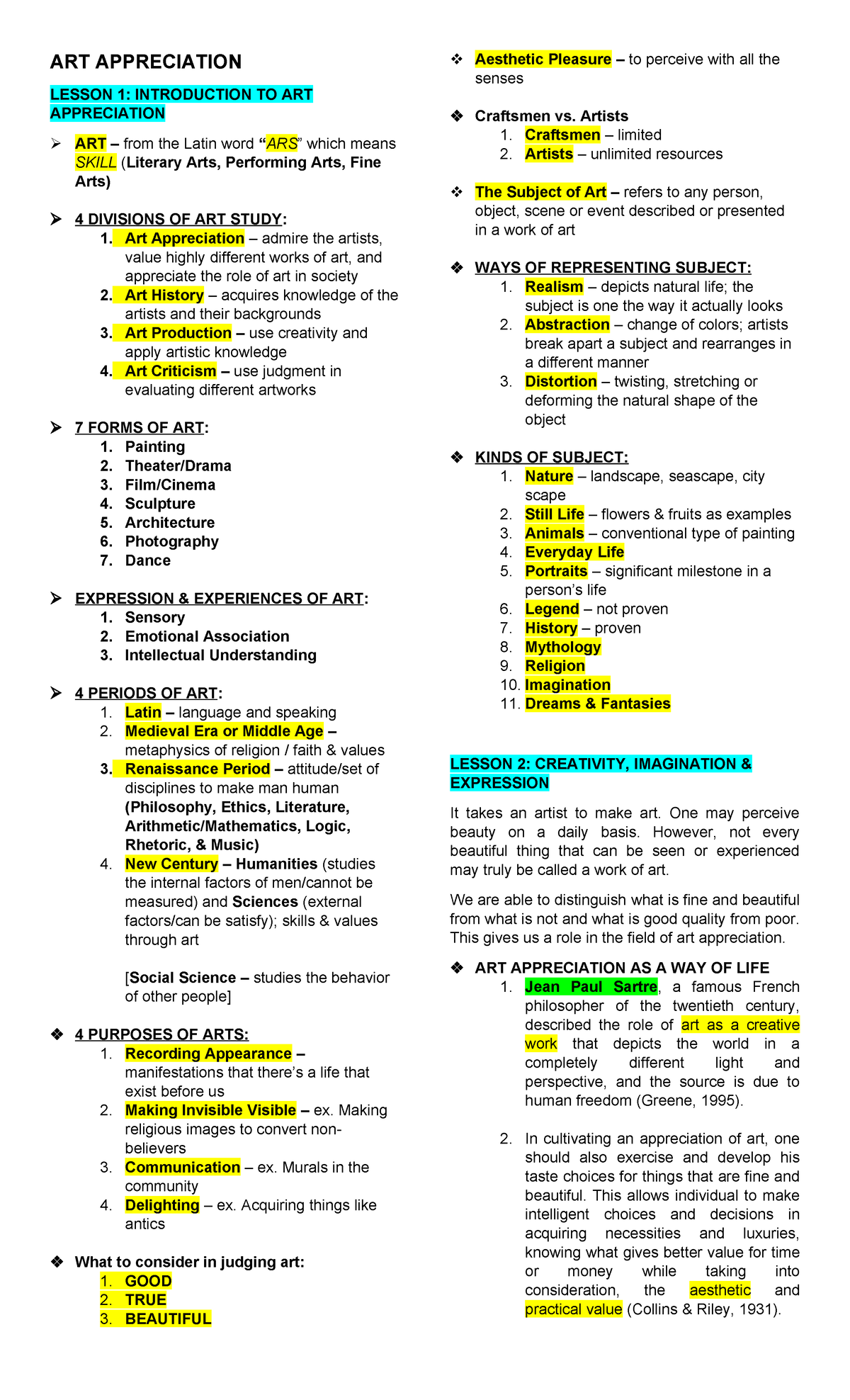 ART- Appreciation - Art.app lecture - ART APPRECIATION LESSON 1 ...