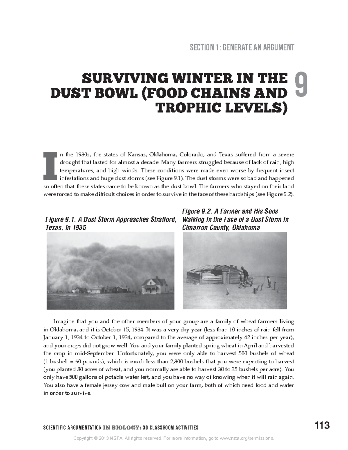 Surviving winter in the dust bowl - SCIENTIFIC ARGUMENTATION IN BIOLOGY ...