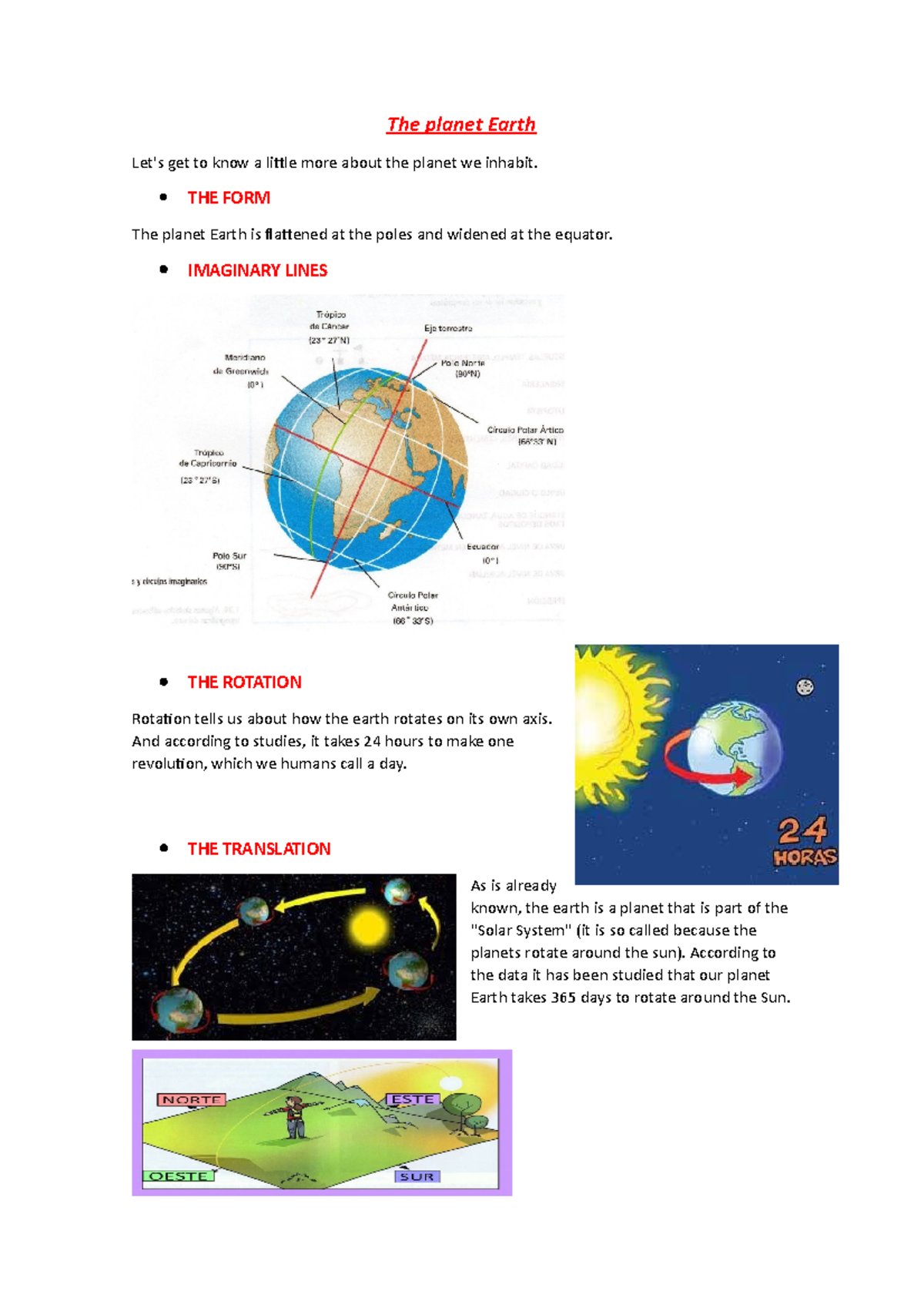 Planet earth English - The planet Earth Let's get to know a little more ...