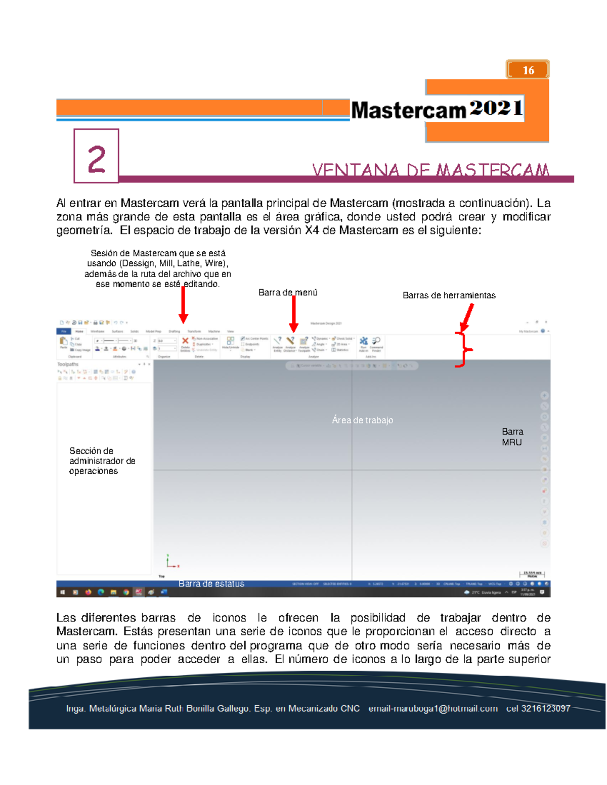 2- Ventanas DE Mastercam 2021 - 16 VENTANA DE MASTERCAM Al entrar en ...
