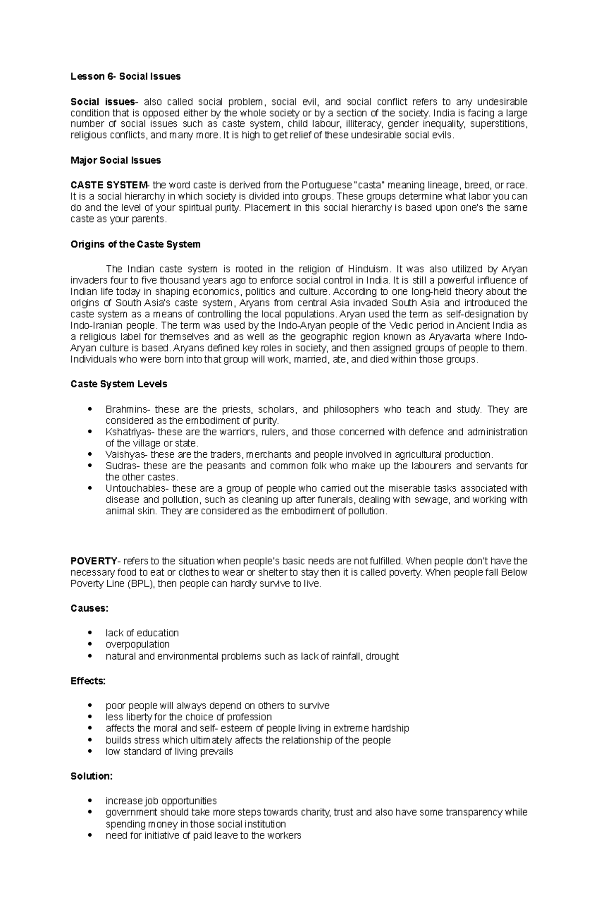 Lesson 6 Social Issues 1 - Lesson 6- Social Issues Social issues- also ...
