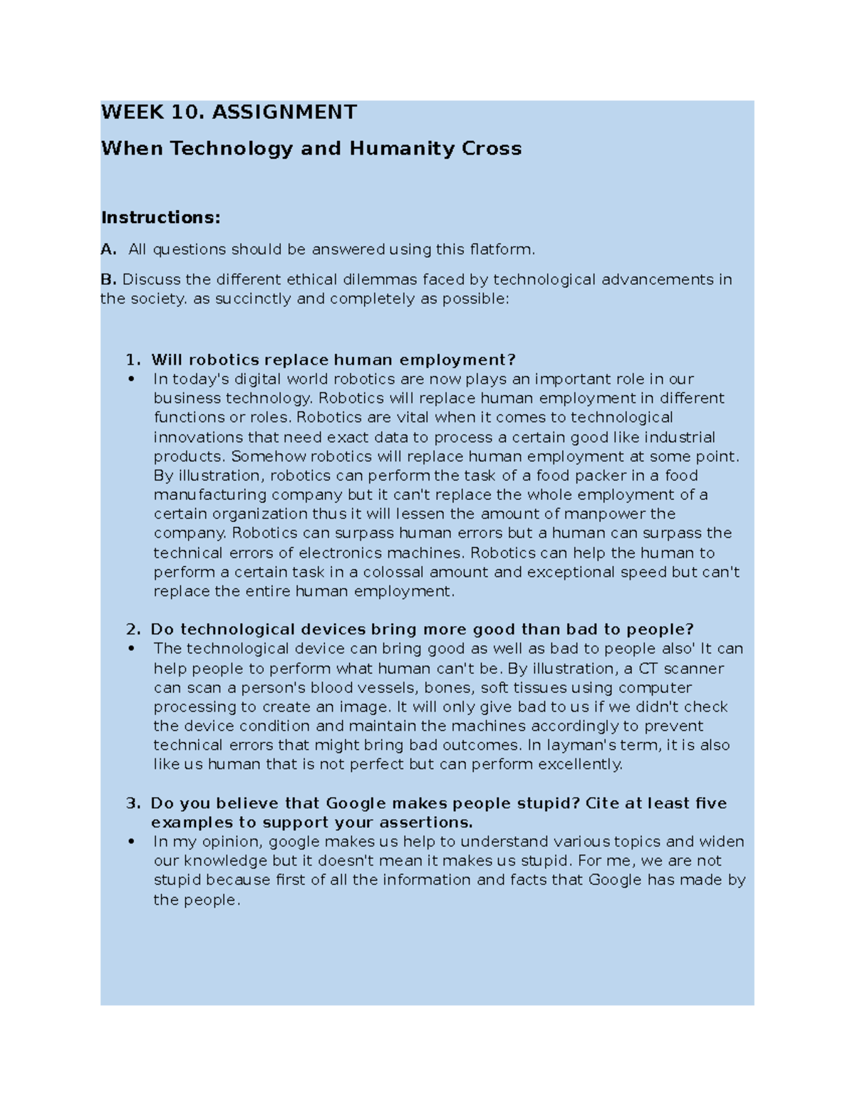 STAS WEEK 10 Activity - About statistics - WEEK 10. ASSIGNMENT When ...