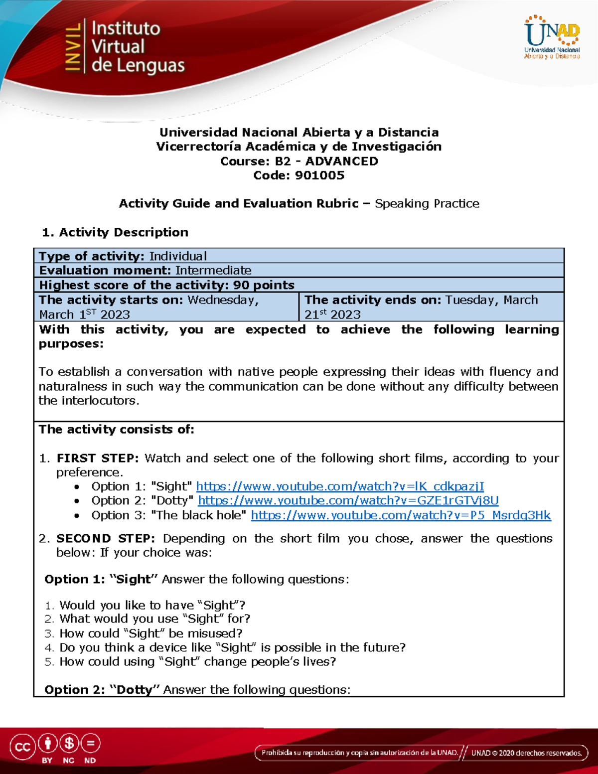 Activity Guide and Evaluation - Rubric Speaking Practice - Universidad ...