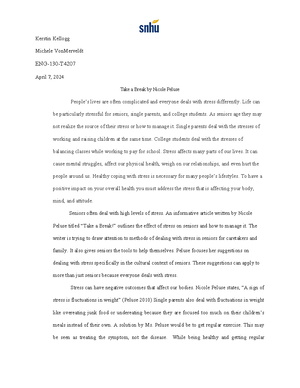 ENG 130 Module Five Analysis of a Written Work for a First Audience APA ...