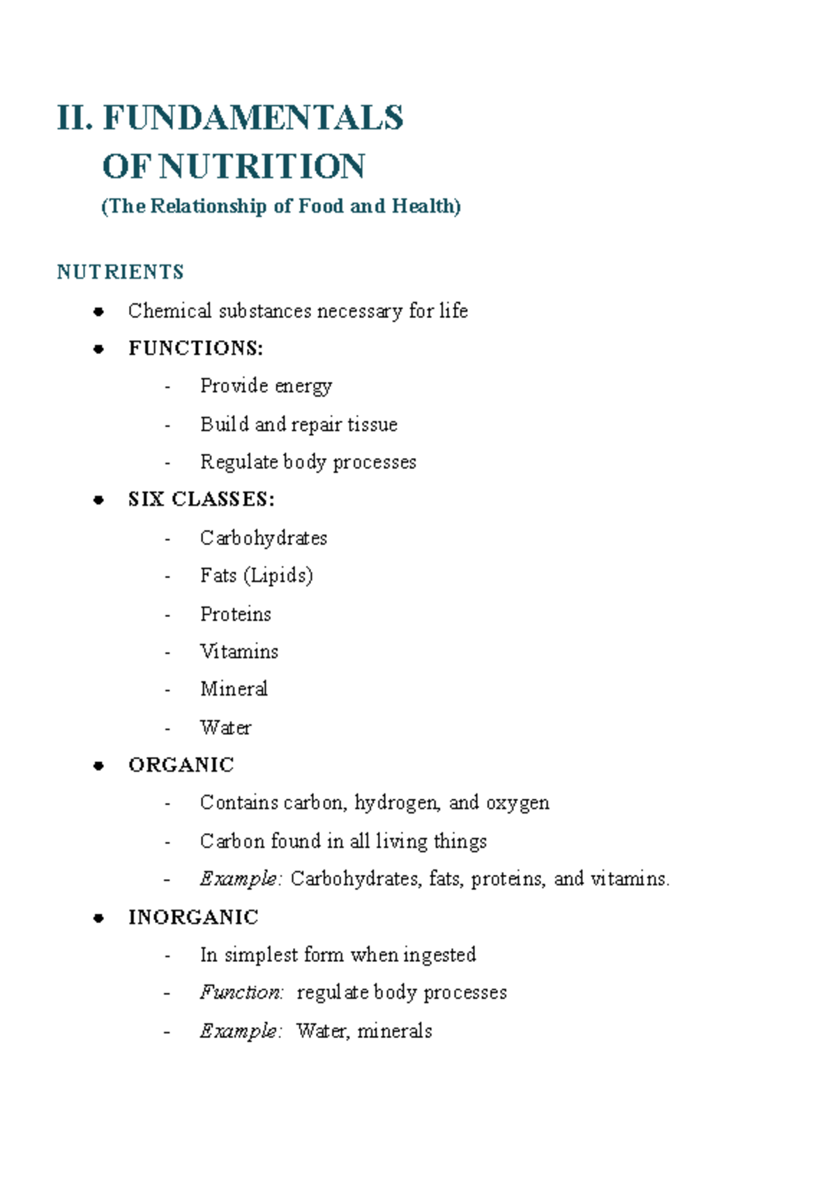 2. Fundamentals OF Nutrition - II. FUNDAMENTALS OF NUTRITION (The ...