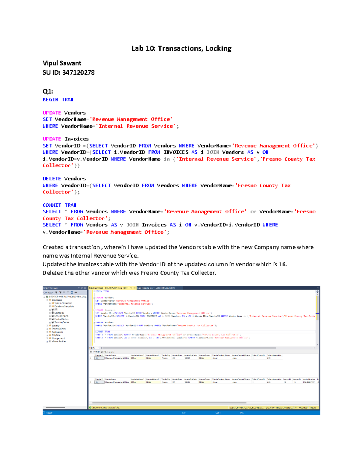 Lab 10 - Database management systems - Lab 10: Transactions, Locking ...