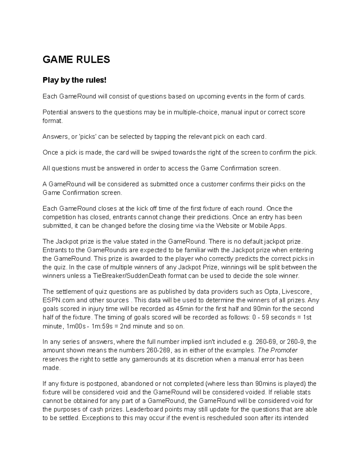 Free 2 Play - Game Rules - mecnica - GAME RULES Play by the rules! Each ...