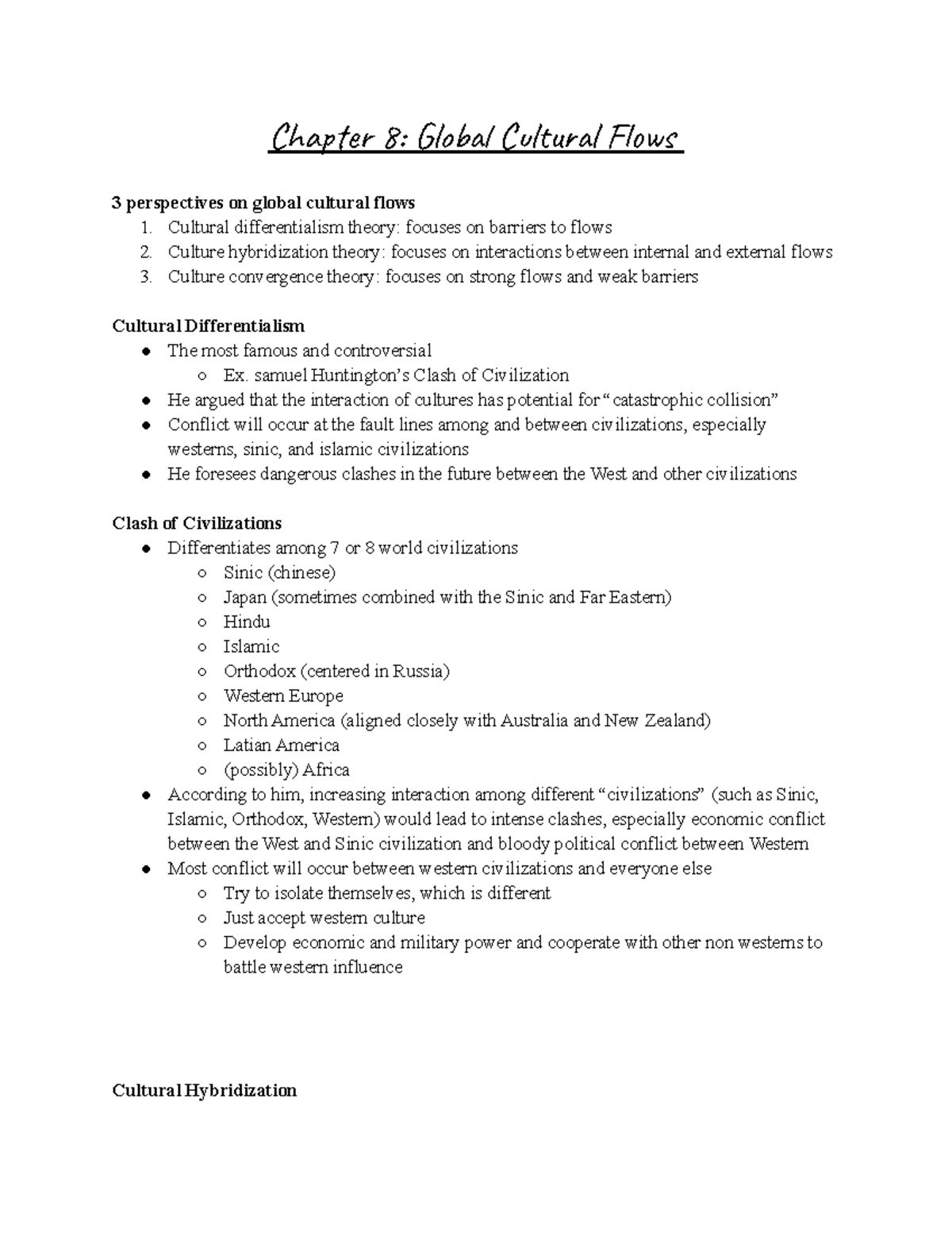 Chapter 8 Global Cultural Flows - Chapter 8: Global Cultural Flows 3 ...