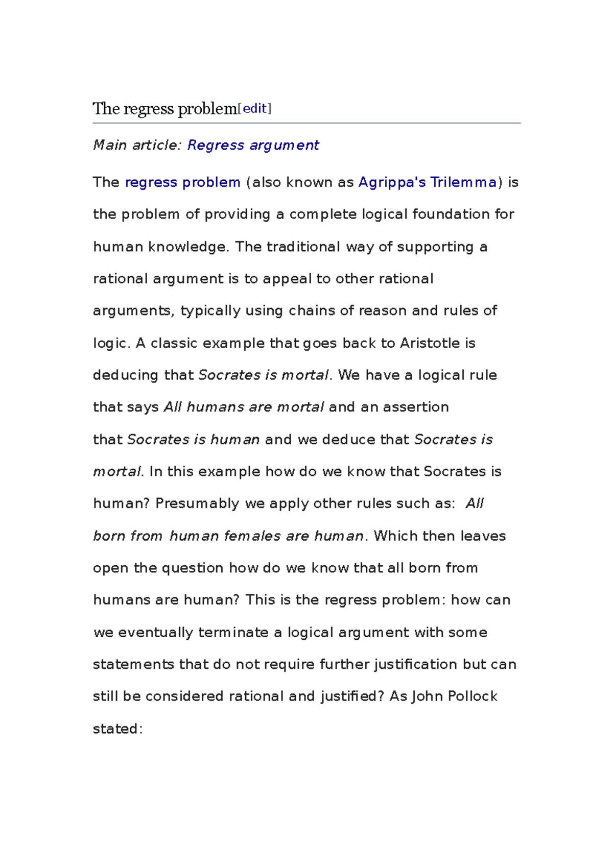 The regress problem - Corporate Social Responsibility lecture notes ...