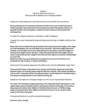 The Human Lifespan Chapter 2 Book Notes - Studocu