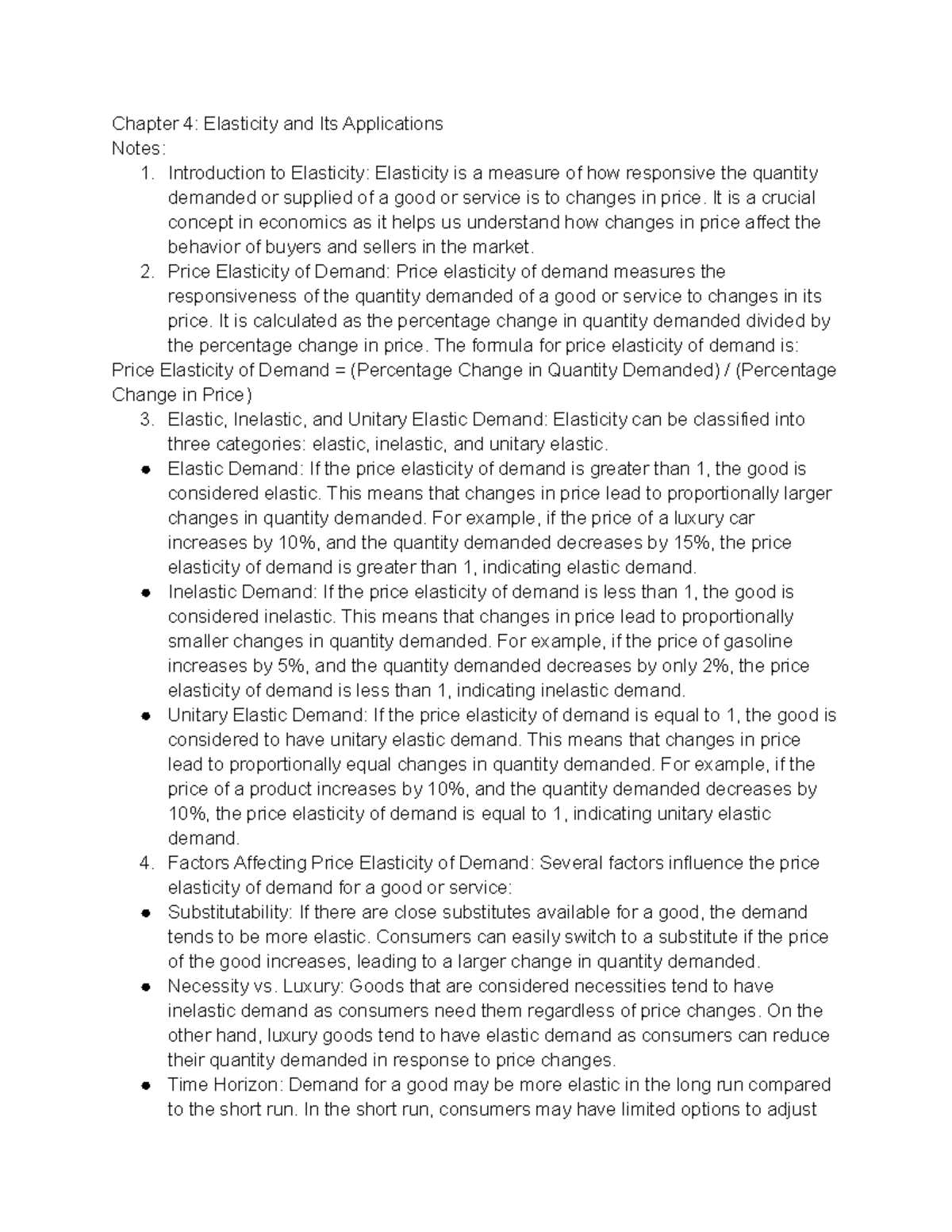 Chapter 4 Elasticity and Its Applications (part 1) - Chapter 4: Elasticity and Its Applications ...