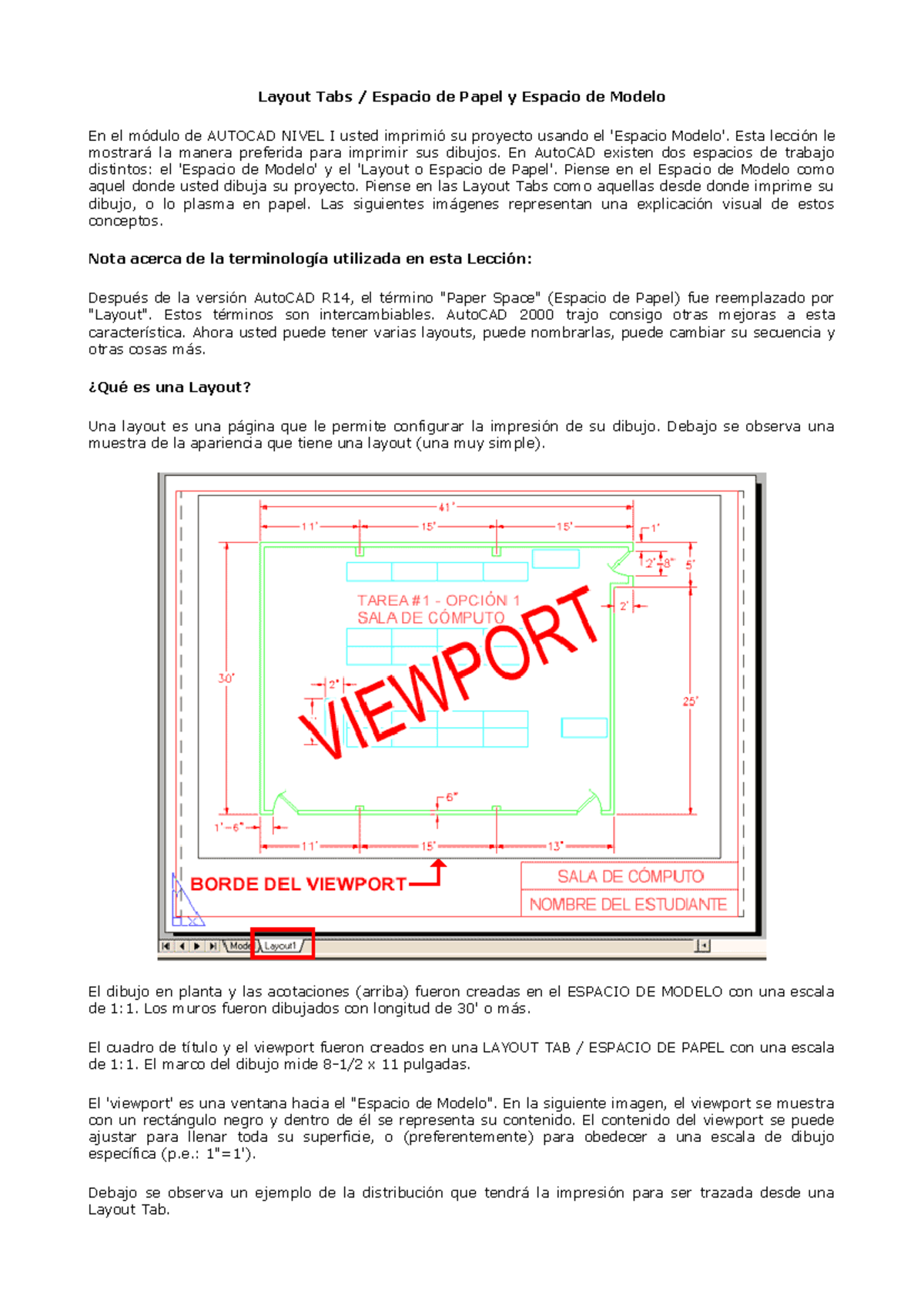 APUNTES DE DIBUJO CAD DE LA UNIVERSIDAD UTP - Layout Tabs / Espacio de ...