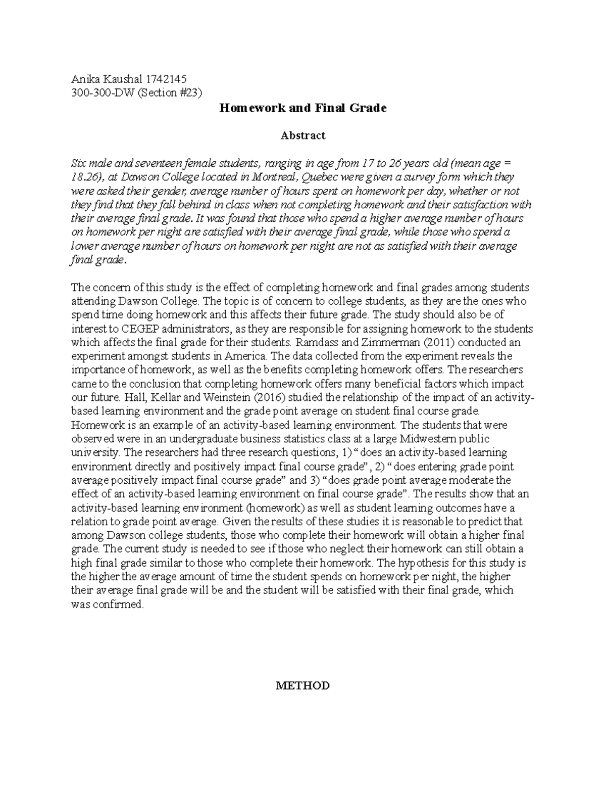 Research Report - Anika Kaushal 1742145 300-300-DW (Section #23 ...