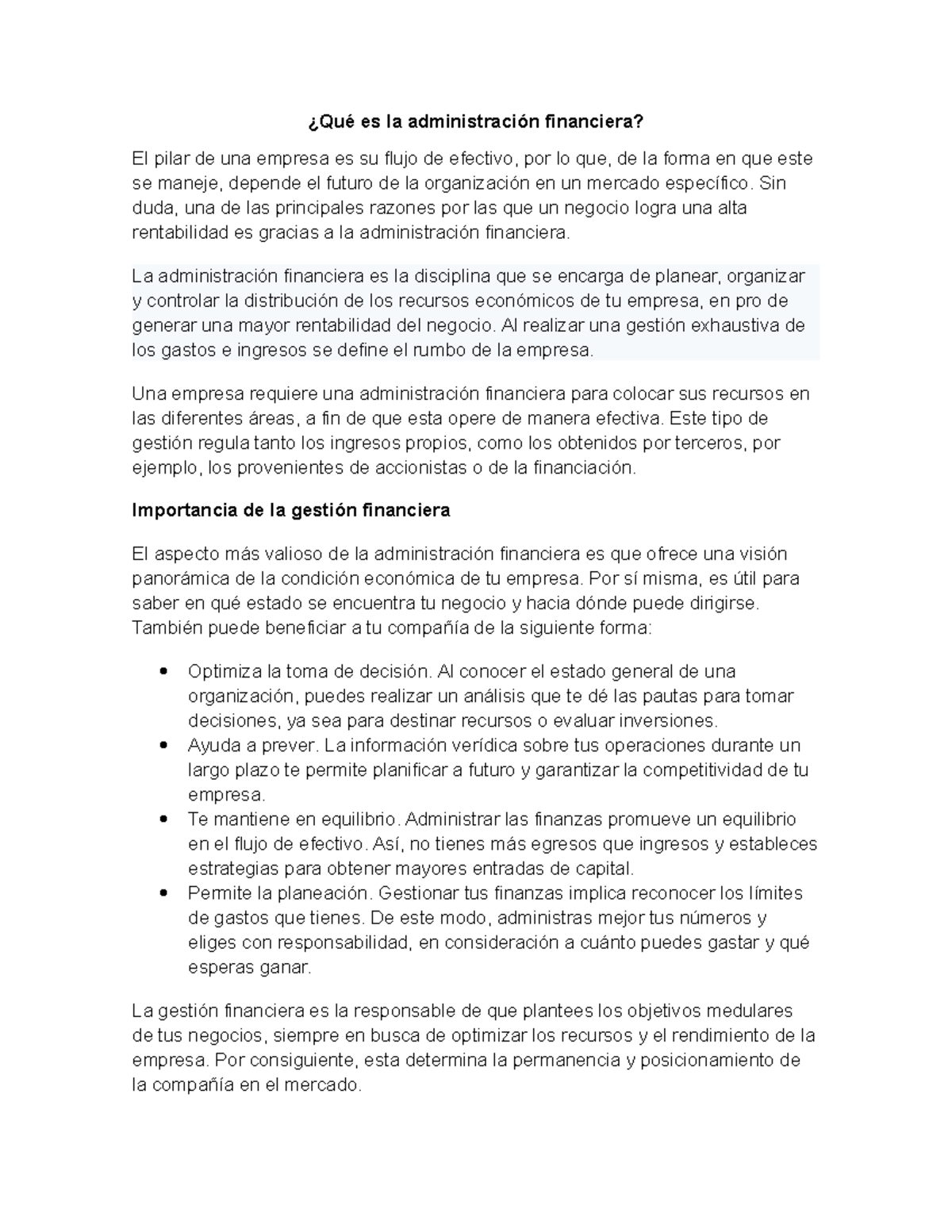 Admon financiera 2 - RESUMEN TEMAS VARIOS. - ¿Qué es la administración ...