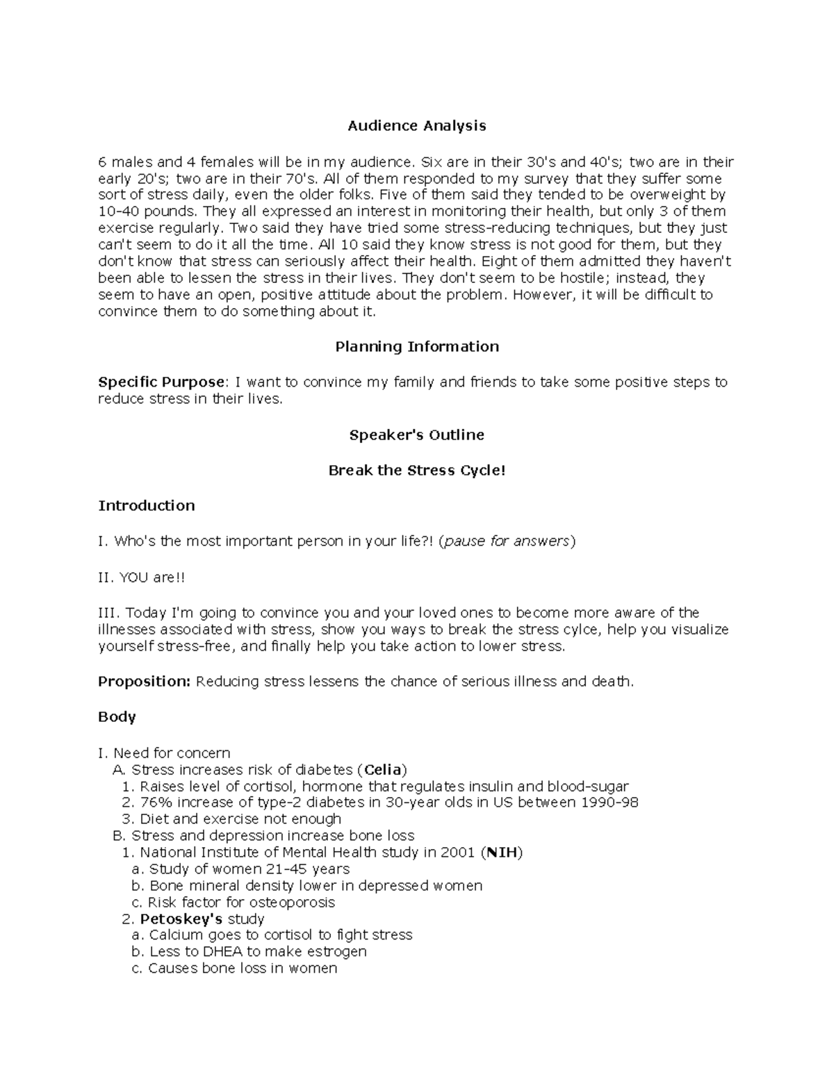 Audience Analysis - persuasive speech to get people to understand the ...