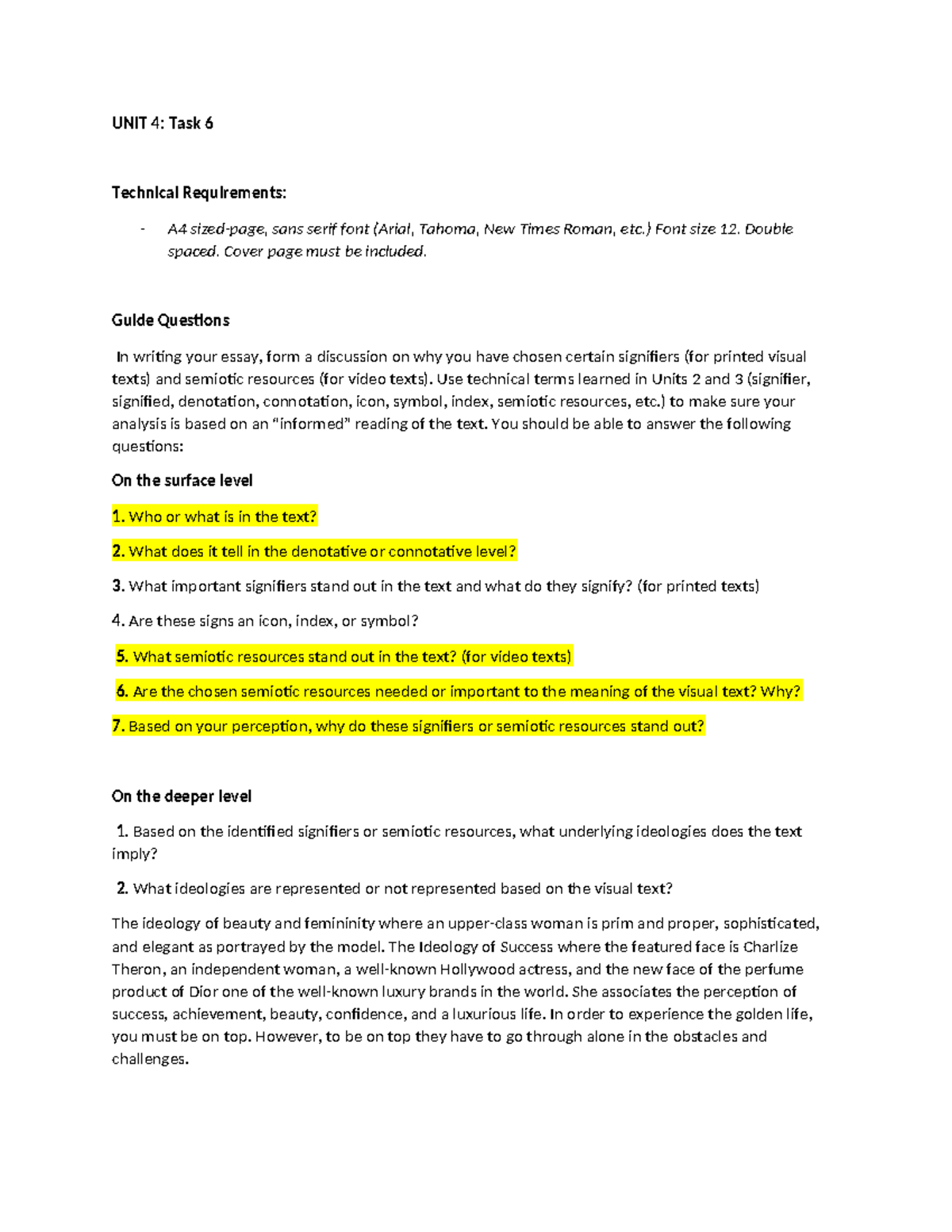 UNIT 4 Exploring Marx in Images Activity - UNIT 4: Task 6 Technical Requirements: - A4 sized ...