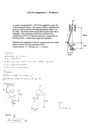 Practice Exam Prob 1 - GE 213 Final Exam – Problem 1 Under normal ...