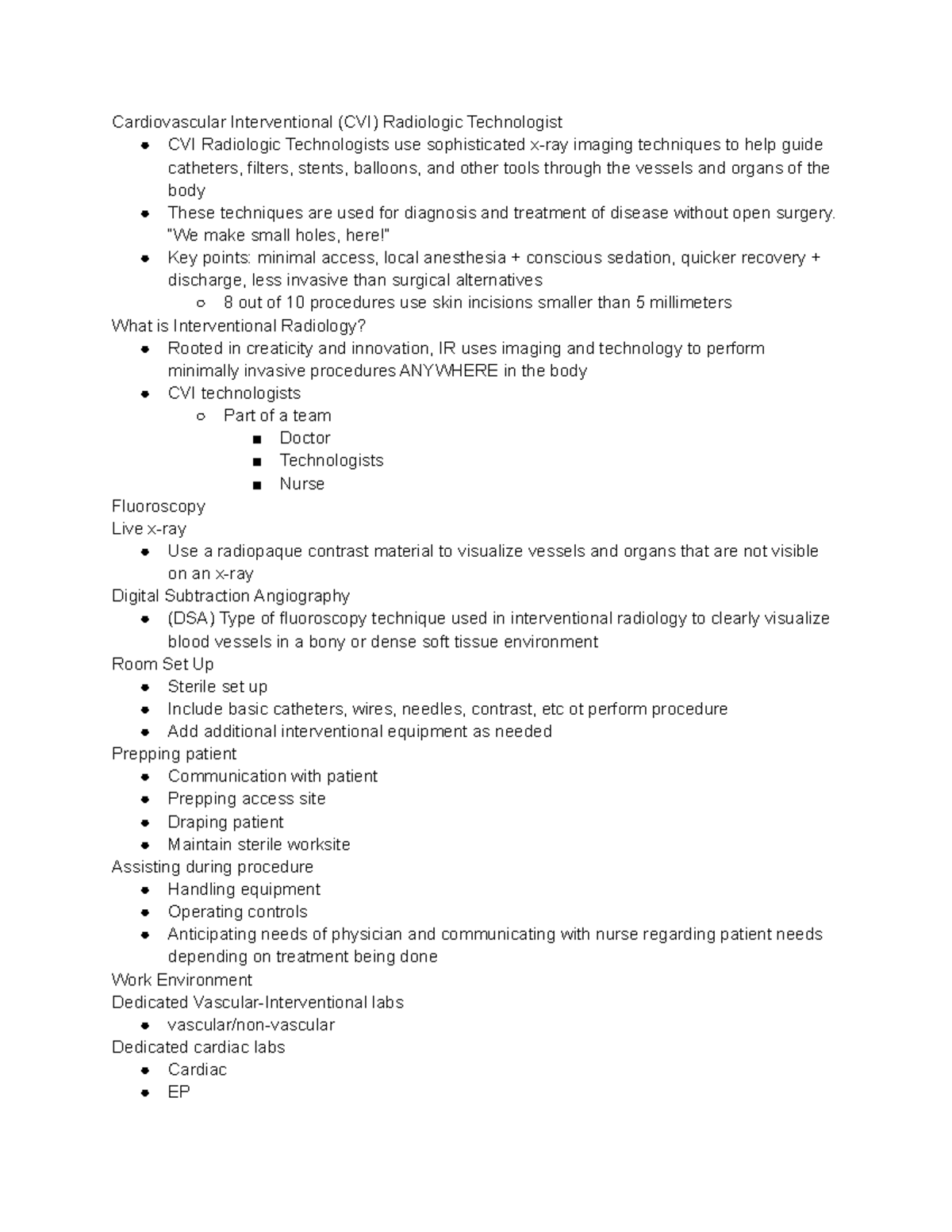 Week 7 Lecture Notes - Cardiovascular Interventional (CVI) Radiologic ...