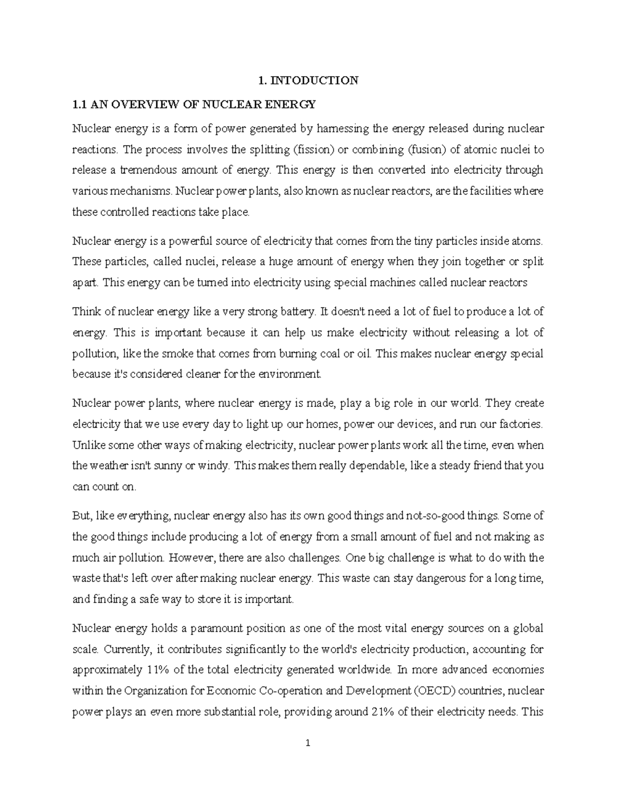 ADVANTAGES AND DISADVANTAGES OF NUCLEAR ENERGY - 1. INTODUCTION 1 AN ...