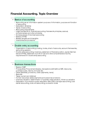 Financial Accounting summary Part I + II - Introduction to Accounting ...