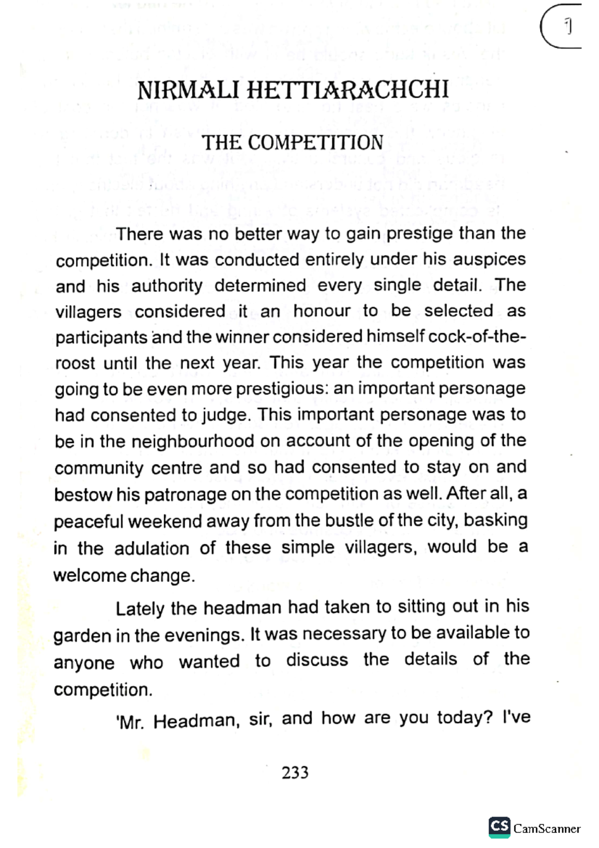 Competition - Literature - NIRMALI HETTIARACHCHI THE COMPETITION There ...