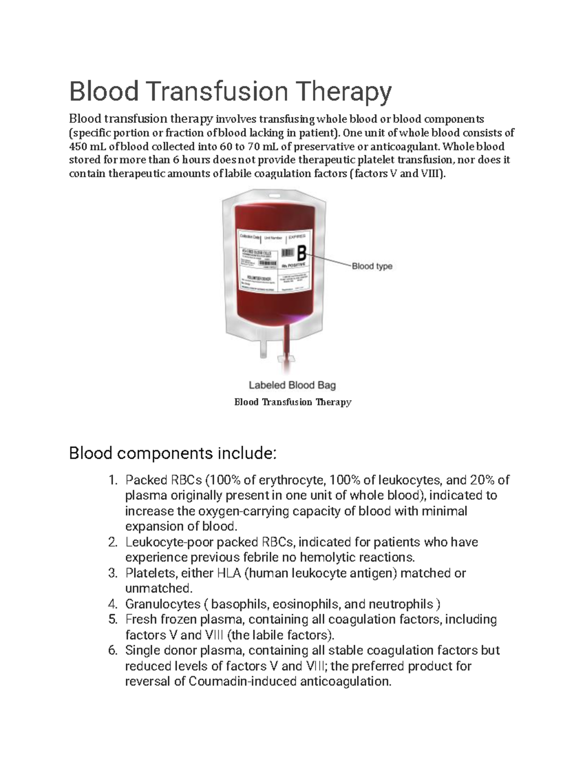 Blood Transfusion Therapy - Blood Transfusion Therapy Blood transfusion ...