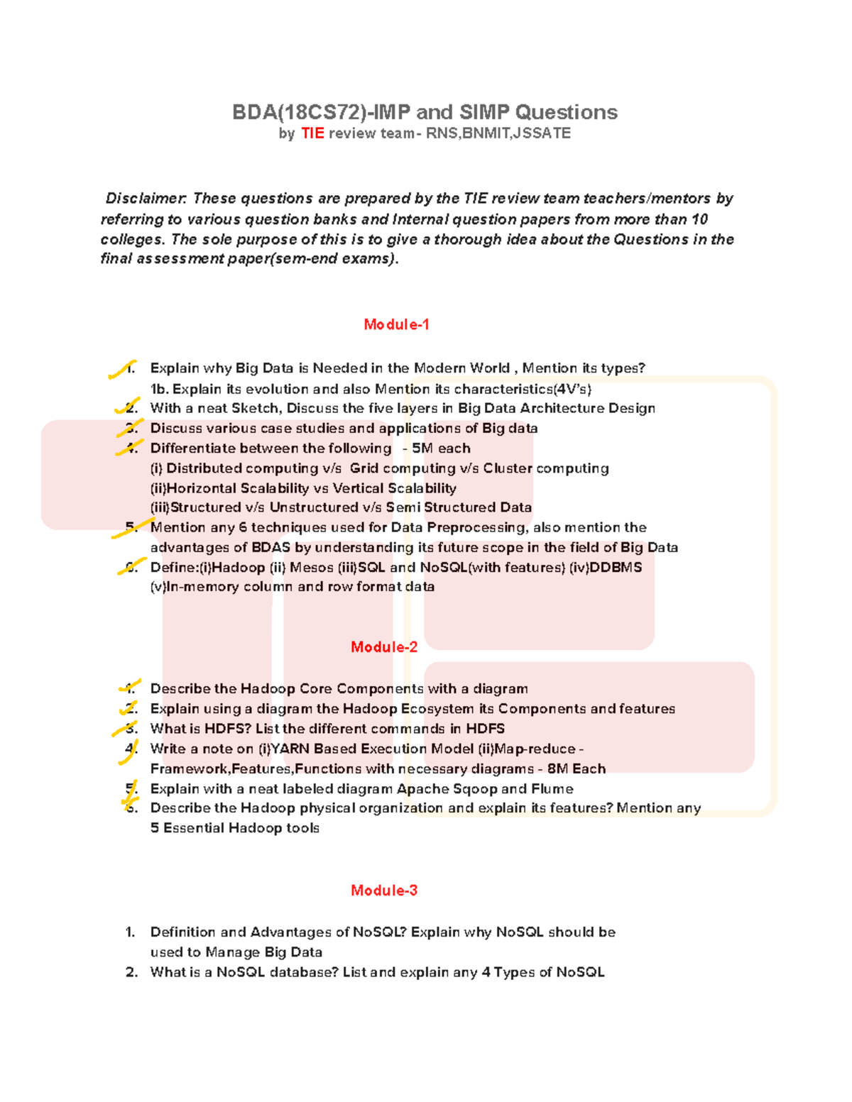 Copy of Copy of BDA simp-tie - BDA(18CS72)-IMP and SIMP Questions by ...