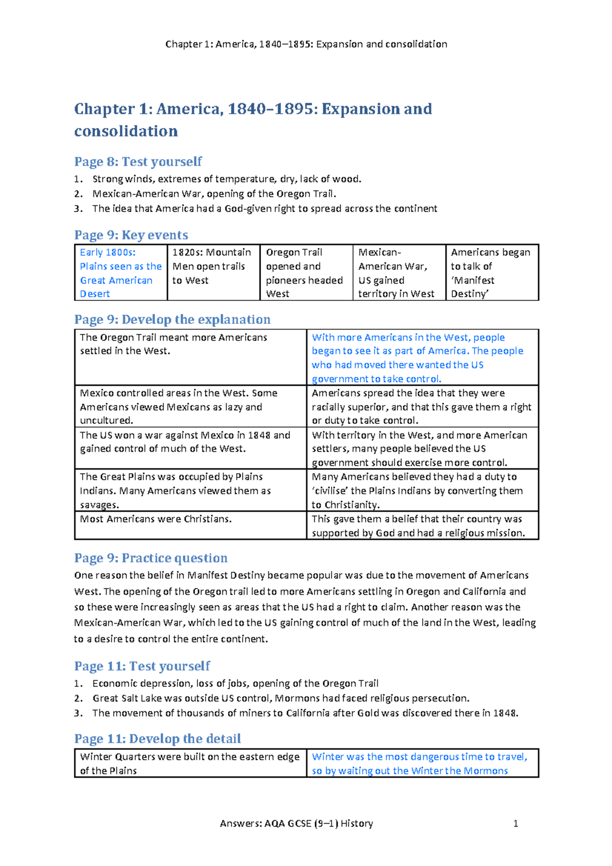 MRN AQA GCSE (9-1) History 2nd ed Answers - Chapter 1: America, 1840 ...