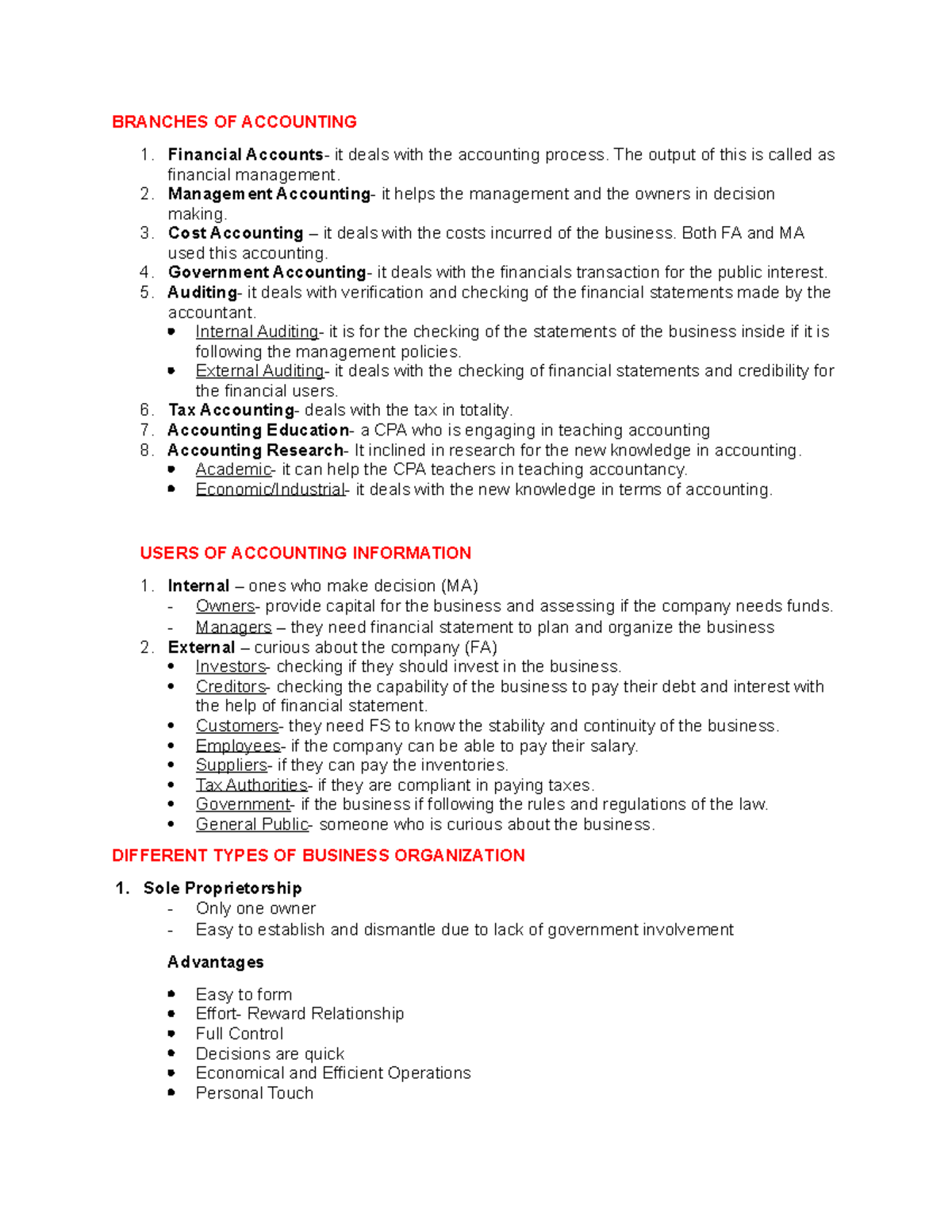 Basic Accounting Cycle - BRANCHES OF ACCOUNTING Financial Accounts - it ...