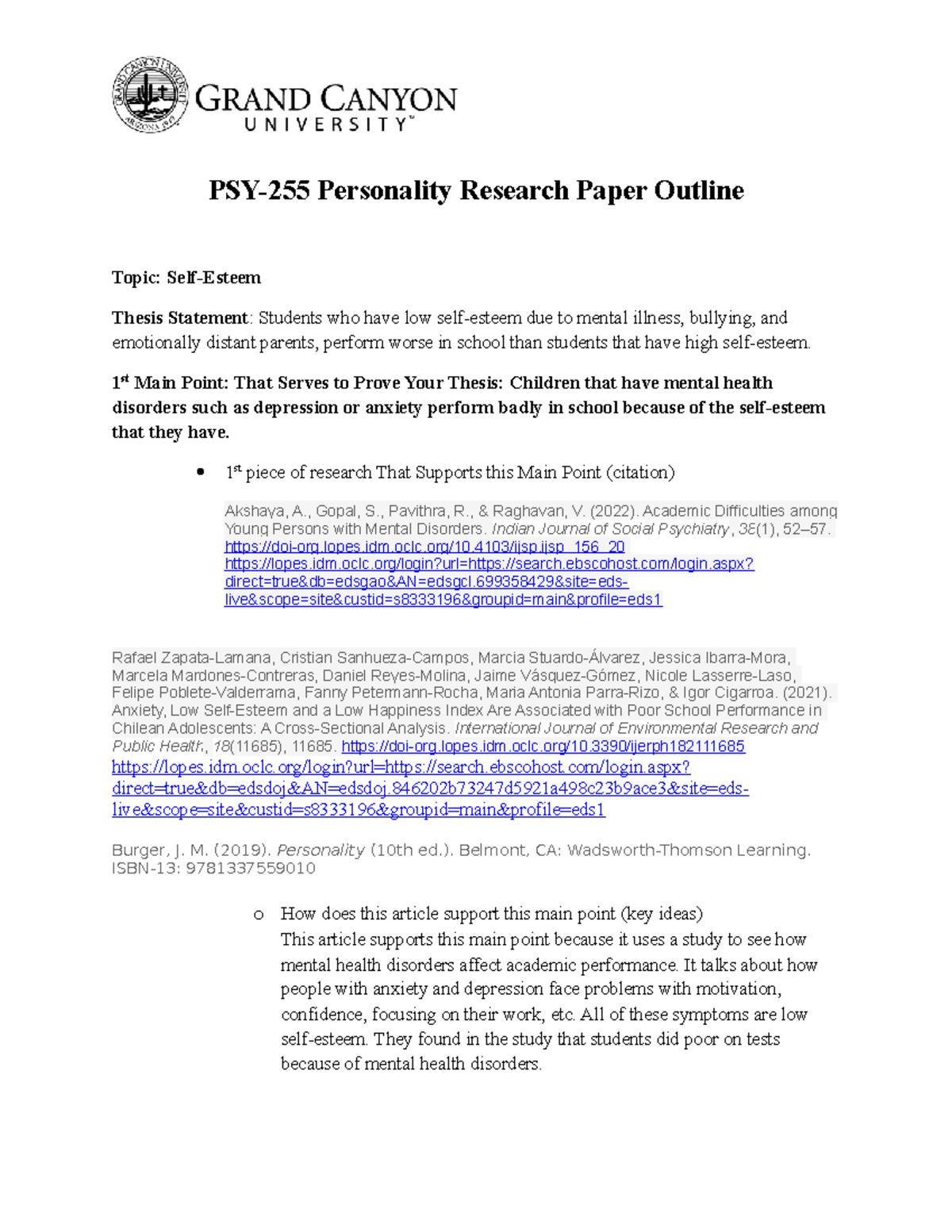PSY255-RS-Outline - Outline for the final research paper - PSY-255 Personality Research Paper ...