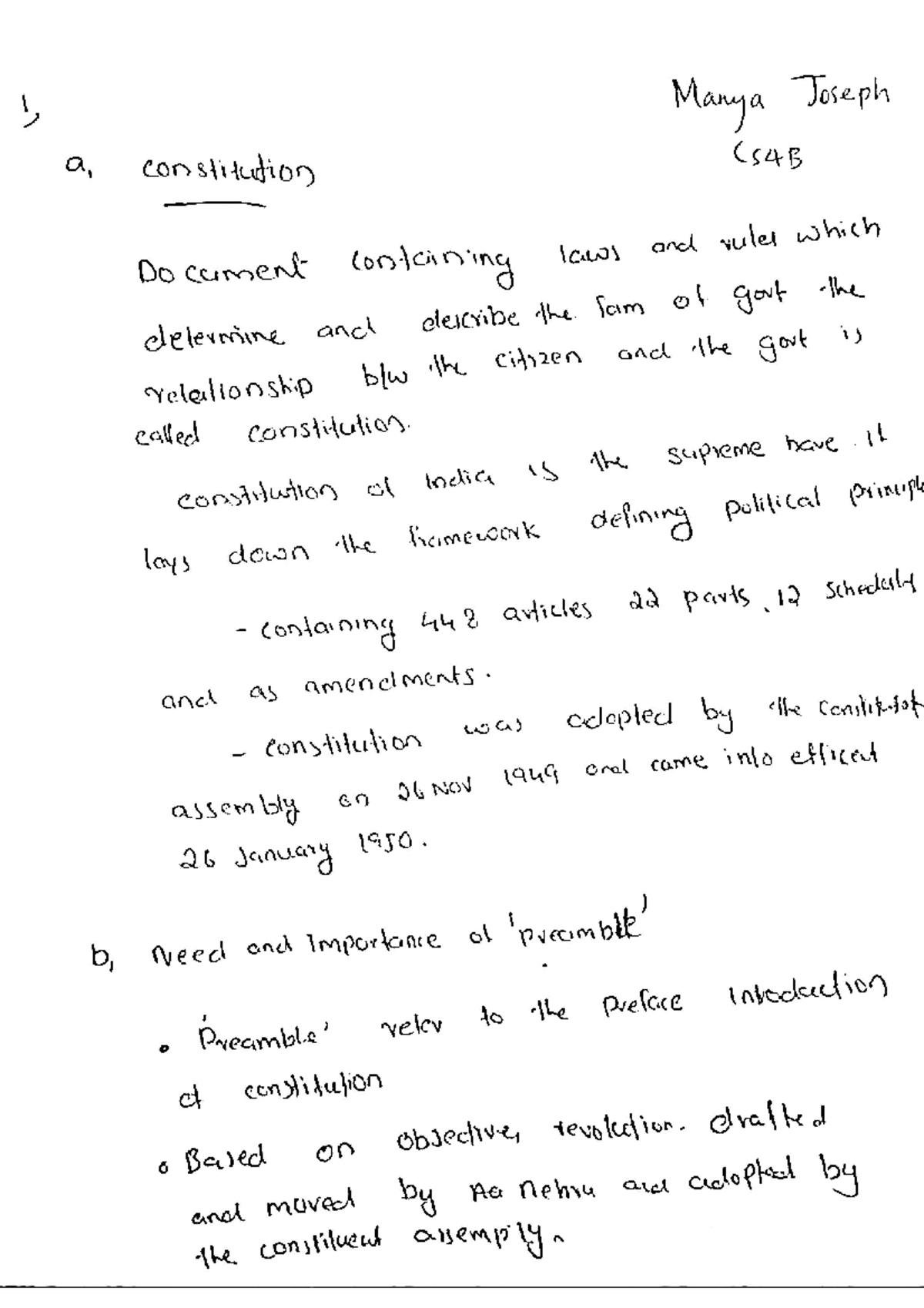 COI lecture notes easy to understand - 1, Manya Joseph a, constitution ...