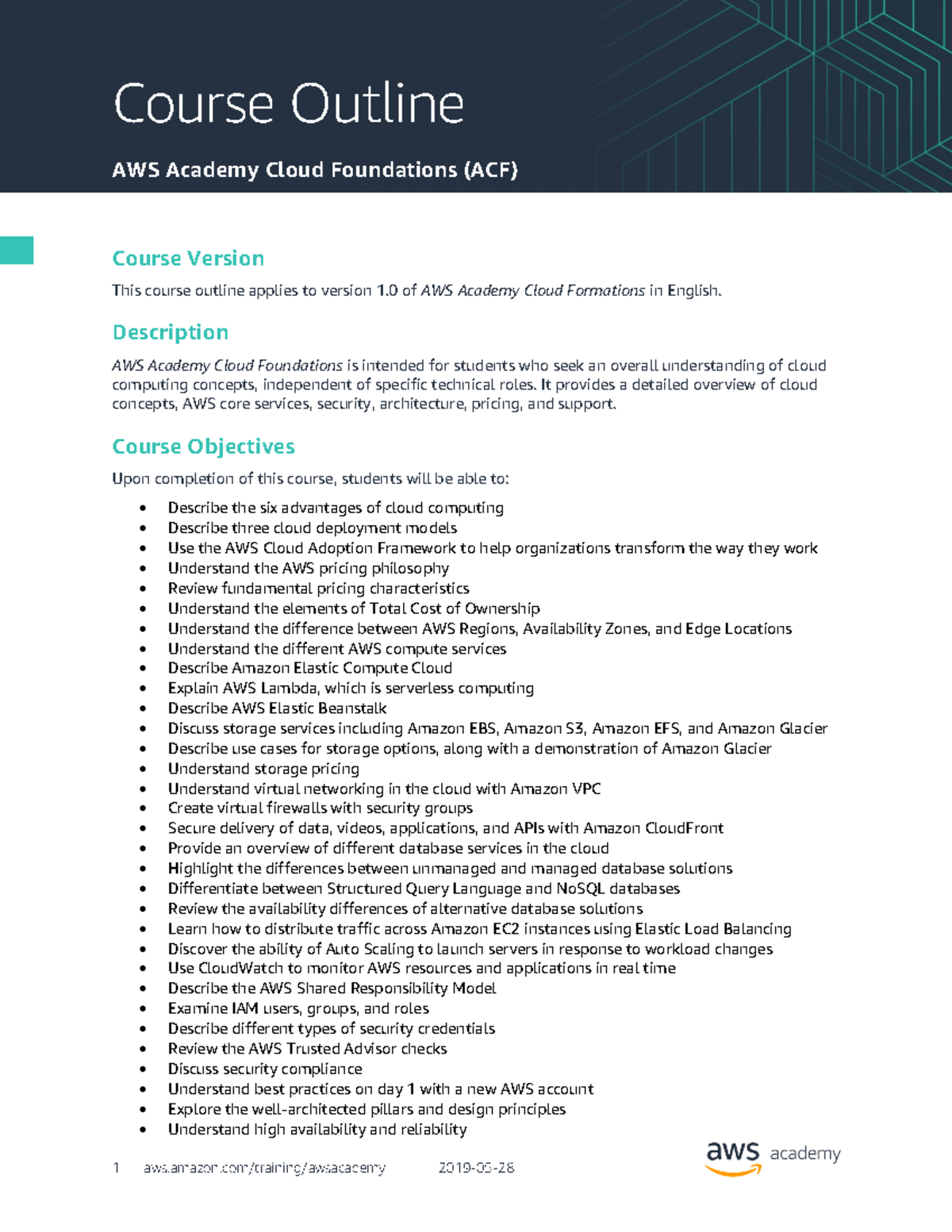 Academy cloud foundations course outline english - AWS Academy Cloud ...
