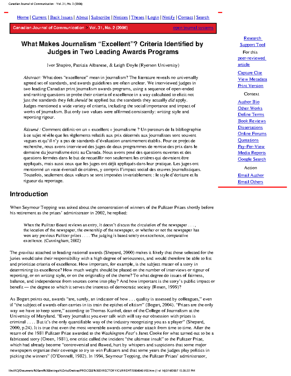 Chapter 12 Section 3 What Makes Journalism “Excellent”%3f Criteria ...