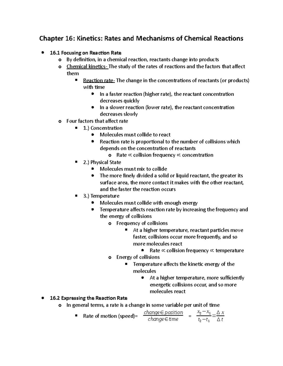 Chapter 16 Chem - Chapter 16: Kinetics: Rates and Mechanisms of ...