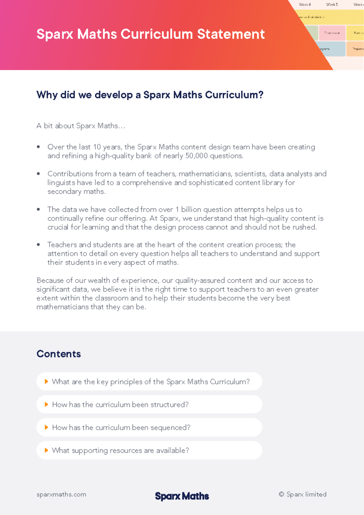 Sparx Curriculum Statement - Sparx Maths Curriculum Statement Contents ...