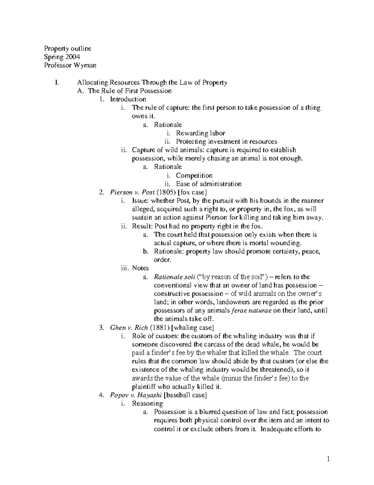 Real Property - Civil Procedure - Property outline Spring 2004 ...