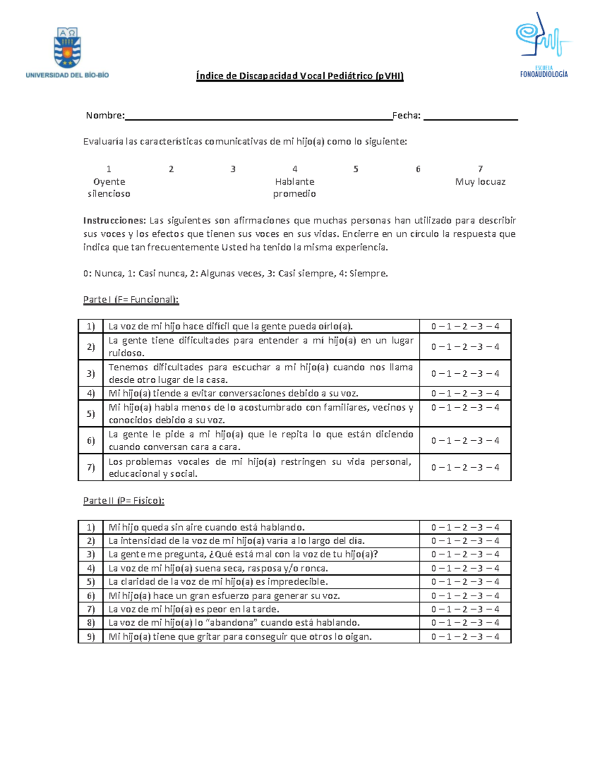 Índice de Discapacidad Vocal Pediátrico PDF - Índice de Discapacidad ...