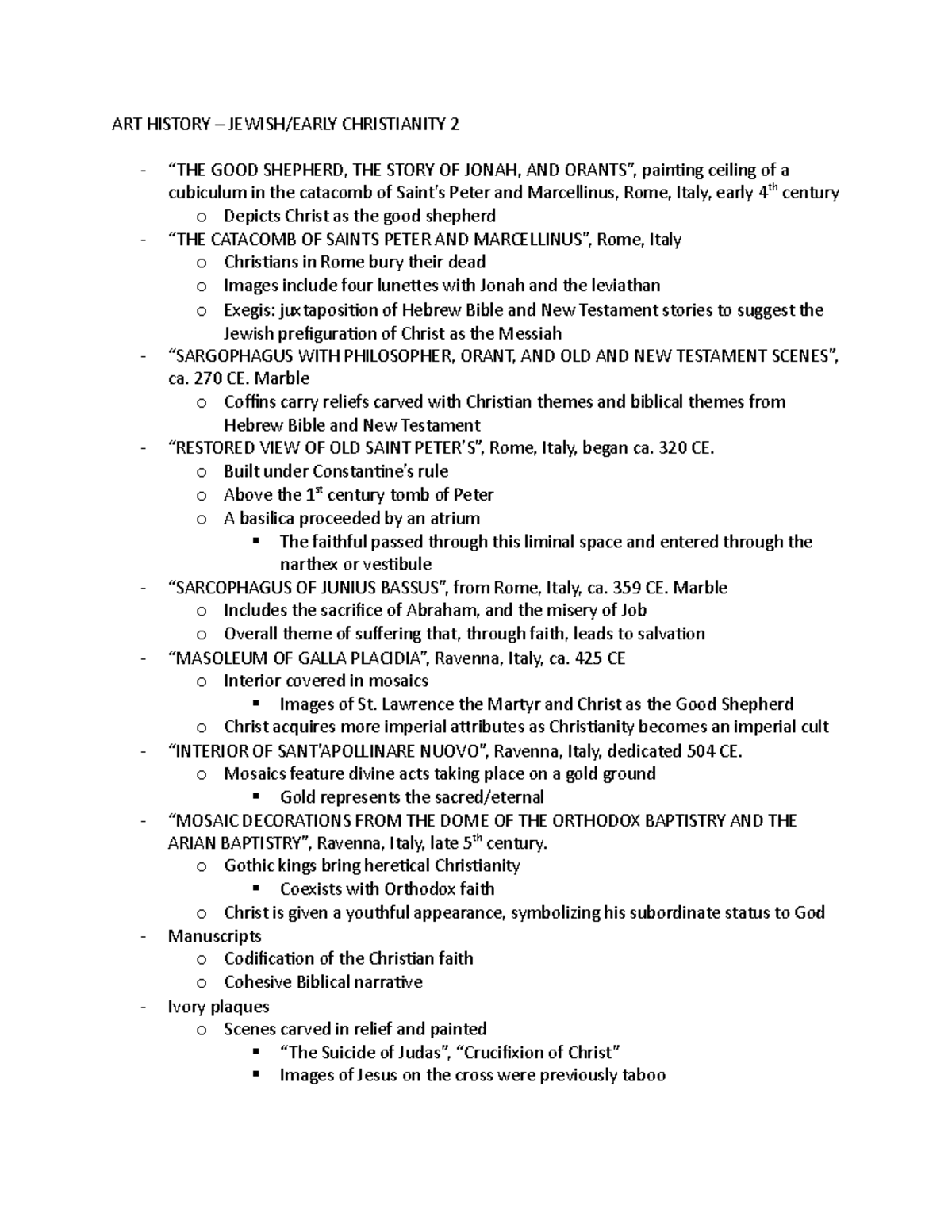 ART History - early christianity 2 - ART HISTORY – JEWISH/EARLY ...