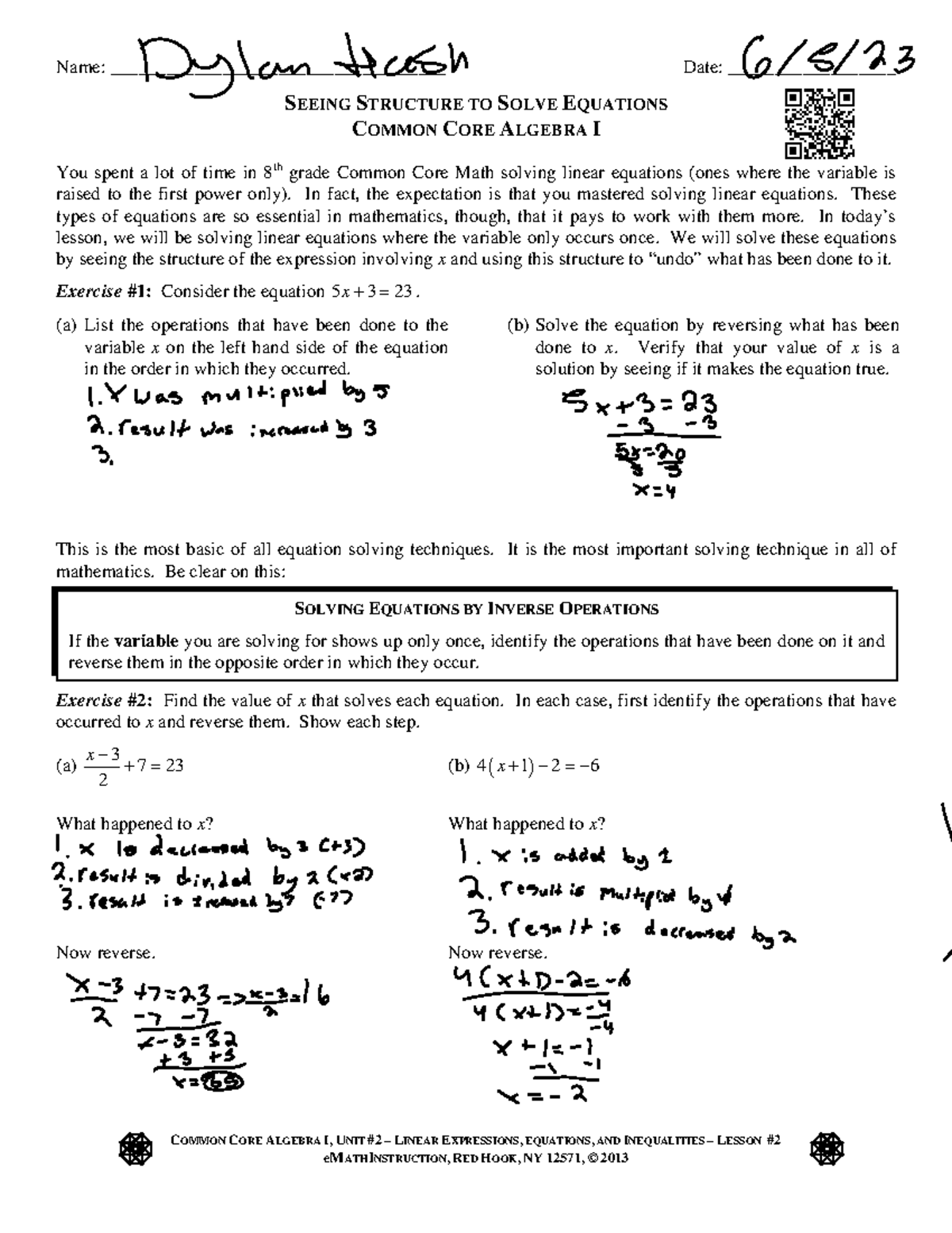 Kami Export - Lesson 2 - Seeing Structure to Solve Equations - Name ...