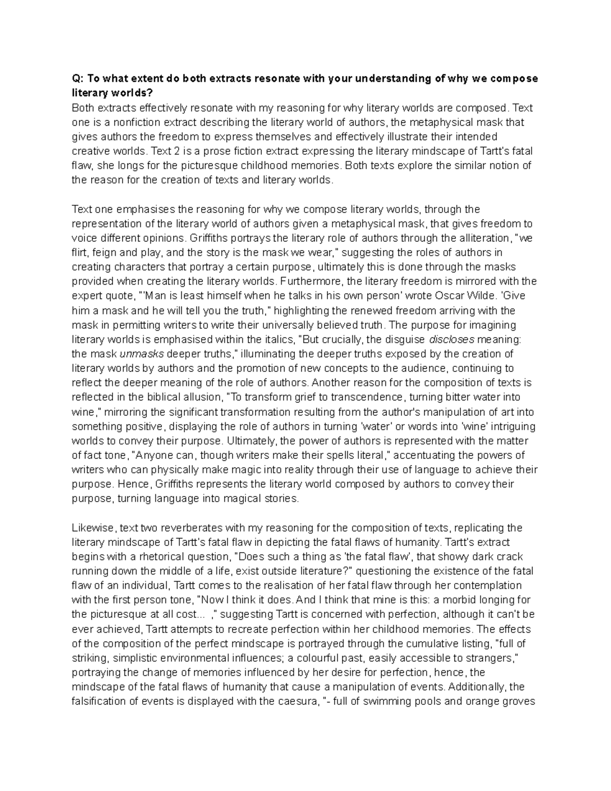 English Extension Response 2 - Q: To what extent do both extracts ...