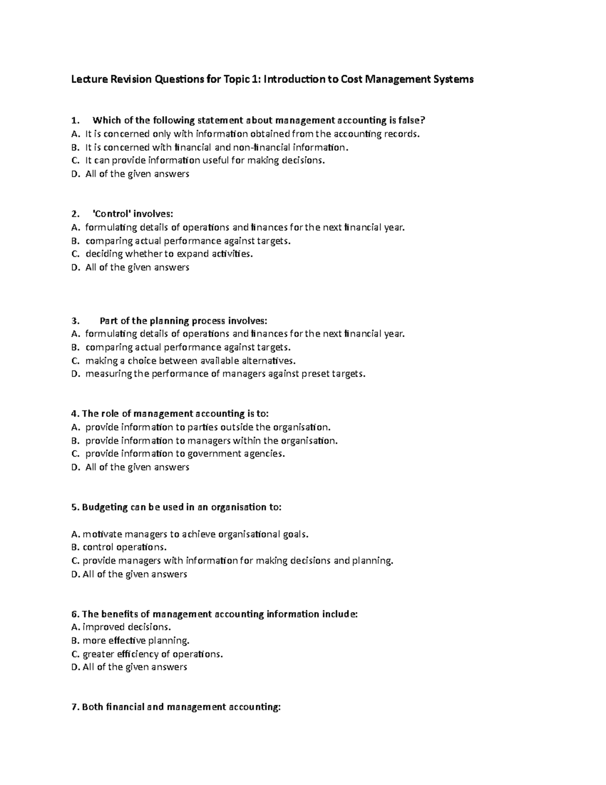 Lecture 1 Revision Questions - It is concerned only with information ...