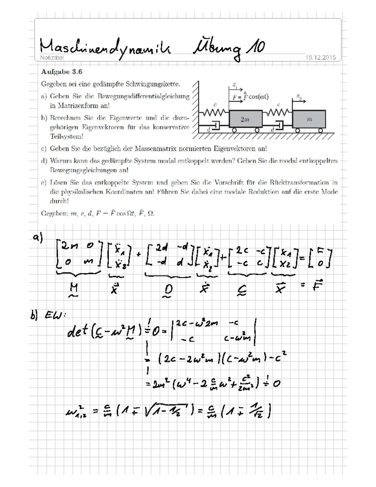 Übung 10 - Maschinendynamik - Studocu