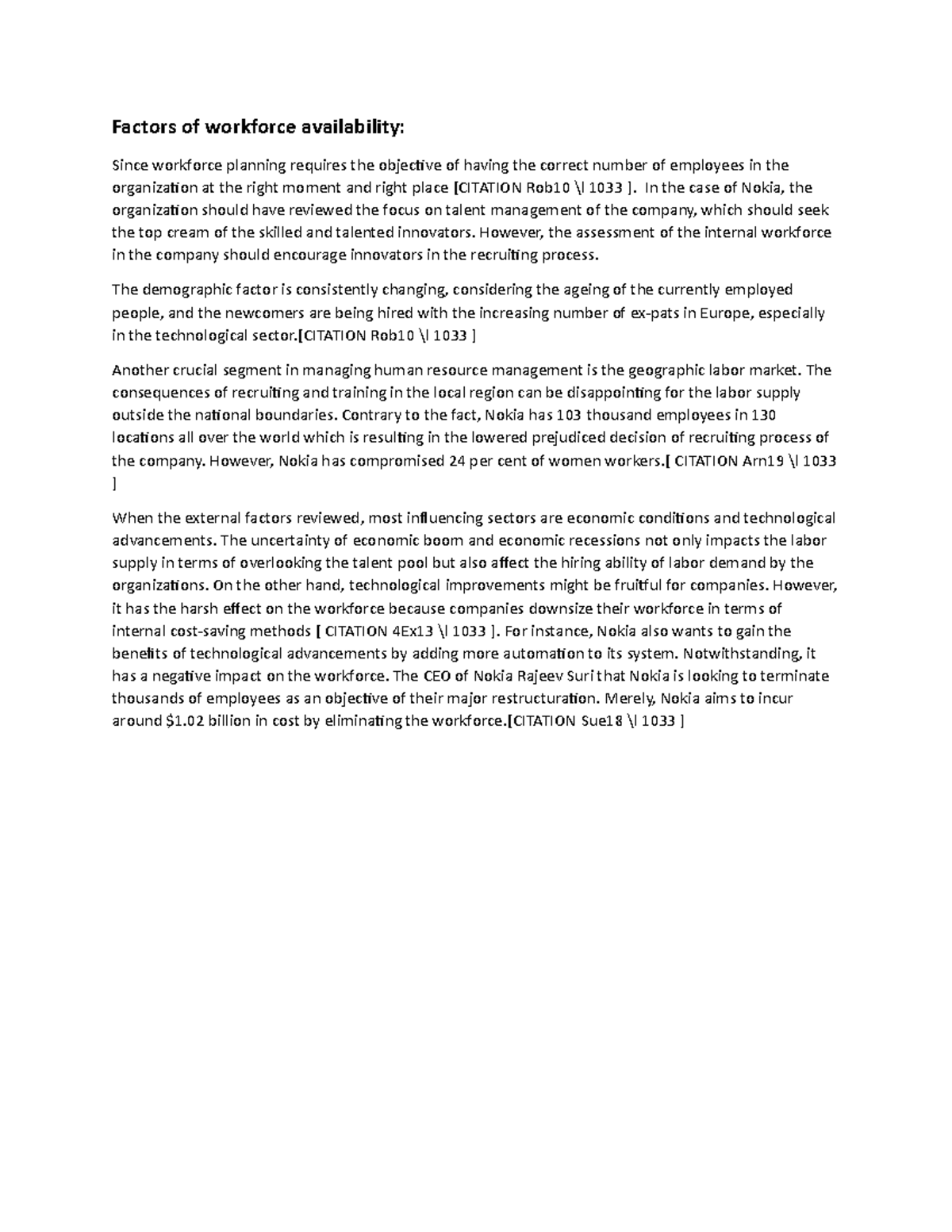 Factors of workforce availability(week 2) - Factors of workforce ...