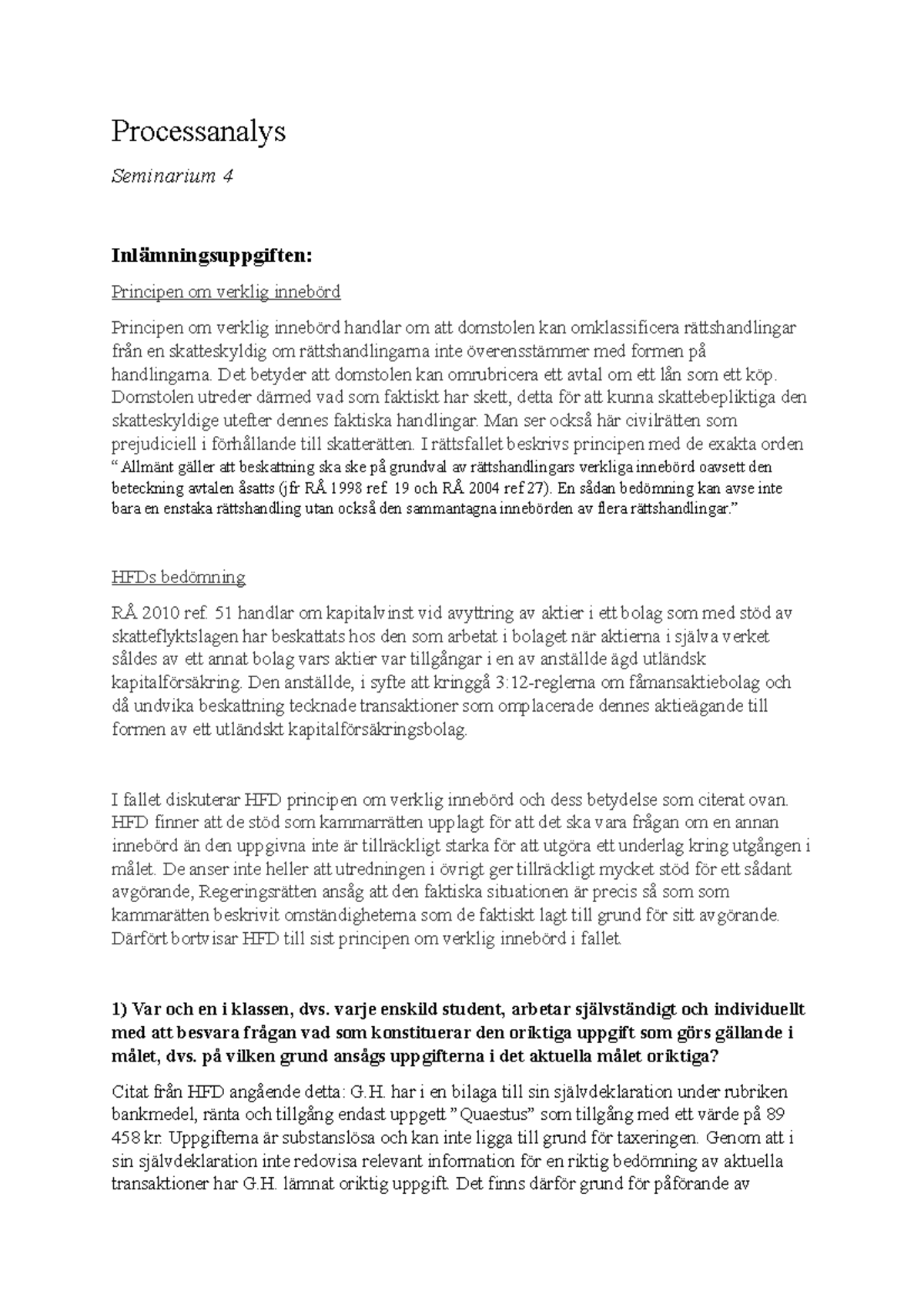 Seminarium 4 - Processanalys - Processanalys Seminarium 4 ...