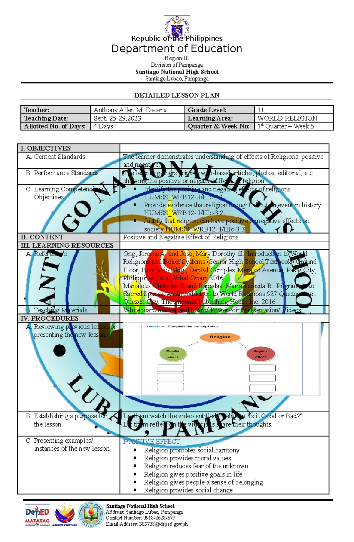 DLP WR Q1 Week 5 - daily lesson plan - Republic of the Philippines Department of Education ...