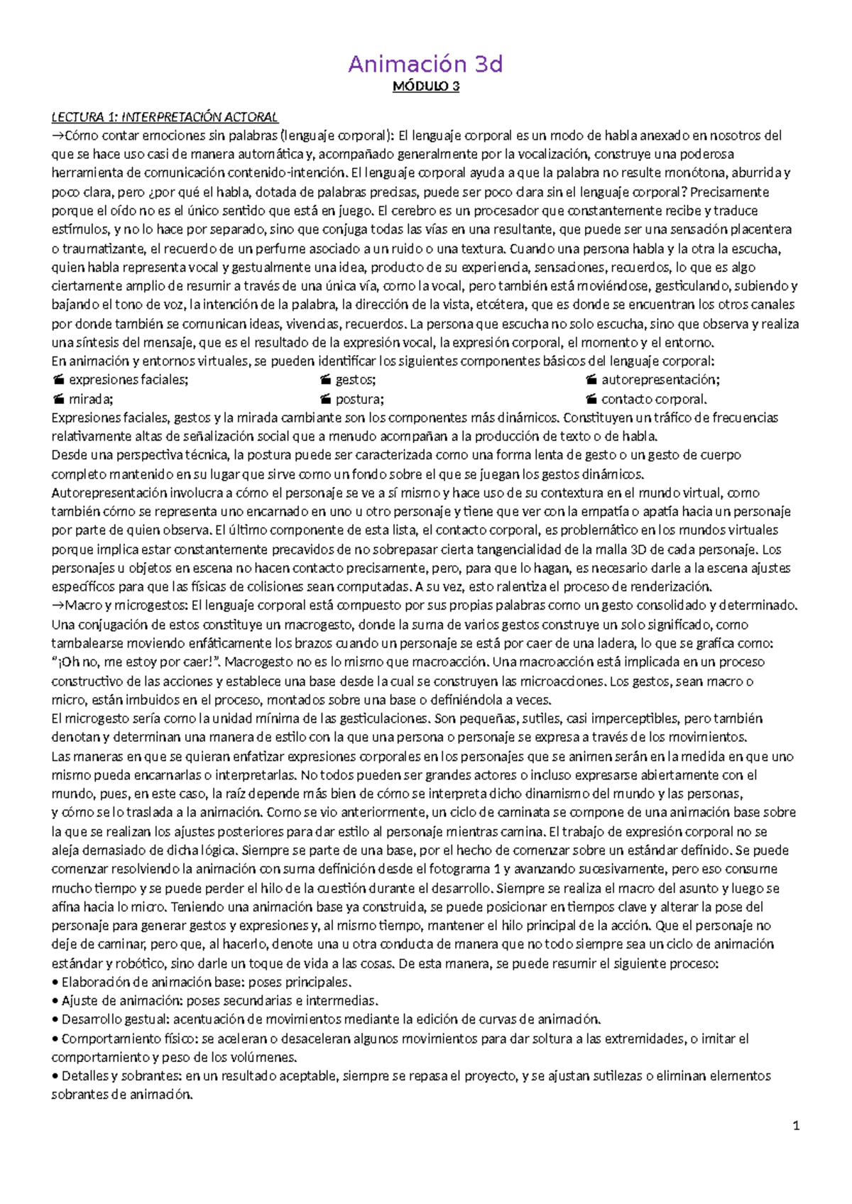resumen Animacion 3d Módulo 3 Y 4 - MÓDULO 3 LECTURA 1: INTERPRETACIÓN ACTORAL →Cómo contar ...